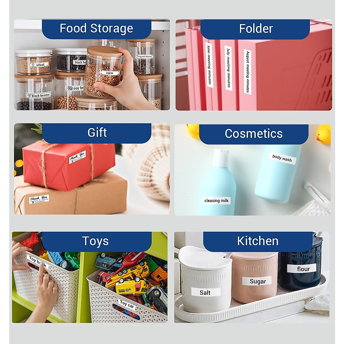 Phomemo 3 Roll D30 Adhesive White Continuous Thermal Label Paper 1/2 in X 20 Ft (15mm X 6m) Black on White, for Phomemo D30/D35 Label Maker