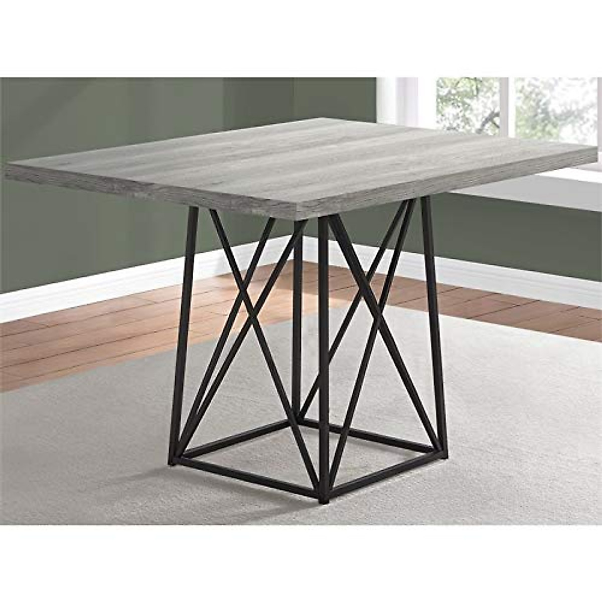 Pemberly Row Contemporary 48" Rectangle Reclaimed Wood Top Metal Base Dining Table in Gray and Black