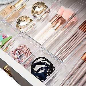 15 PCS Clear Plastic Drawer Organizer Tray for Makeup, Kitchen Utensils, Jewelries, and Gadgets