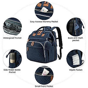 REPIG Diaper Bag Backpack, Multifunction Baby Diaper Backpack with Changing pad & Stroller Straps & Pacifier Case, Waterproof Travel Nappy Bags, Newborn Baby Essential