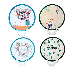NUOBESTY Foldable Fan Japanese Style Handheld Round Folding Fan Great for Wedding Birthdays Decoration,4pcs