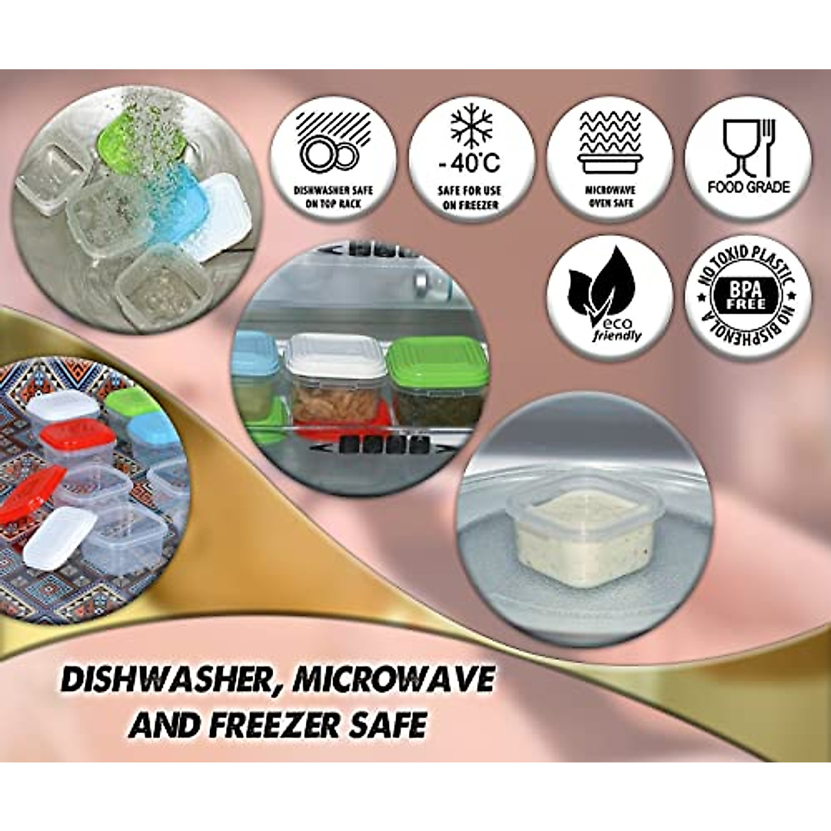 ARSUK 4 oz Small Containers with lids Clear Jars, Freezer Storage Plastic Containers for Travel, Kitchen Food Storage, Soups, Snacks, Candy, Screw, Arts and Crafts, Condiment, Reusable BPA-Free