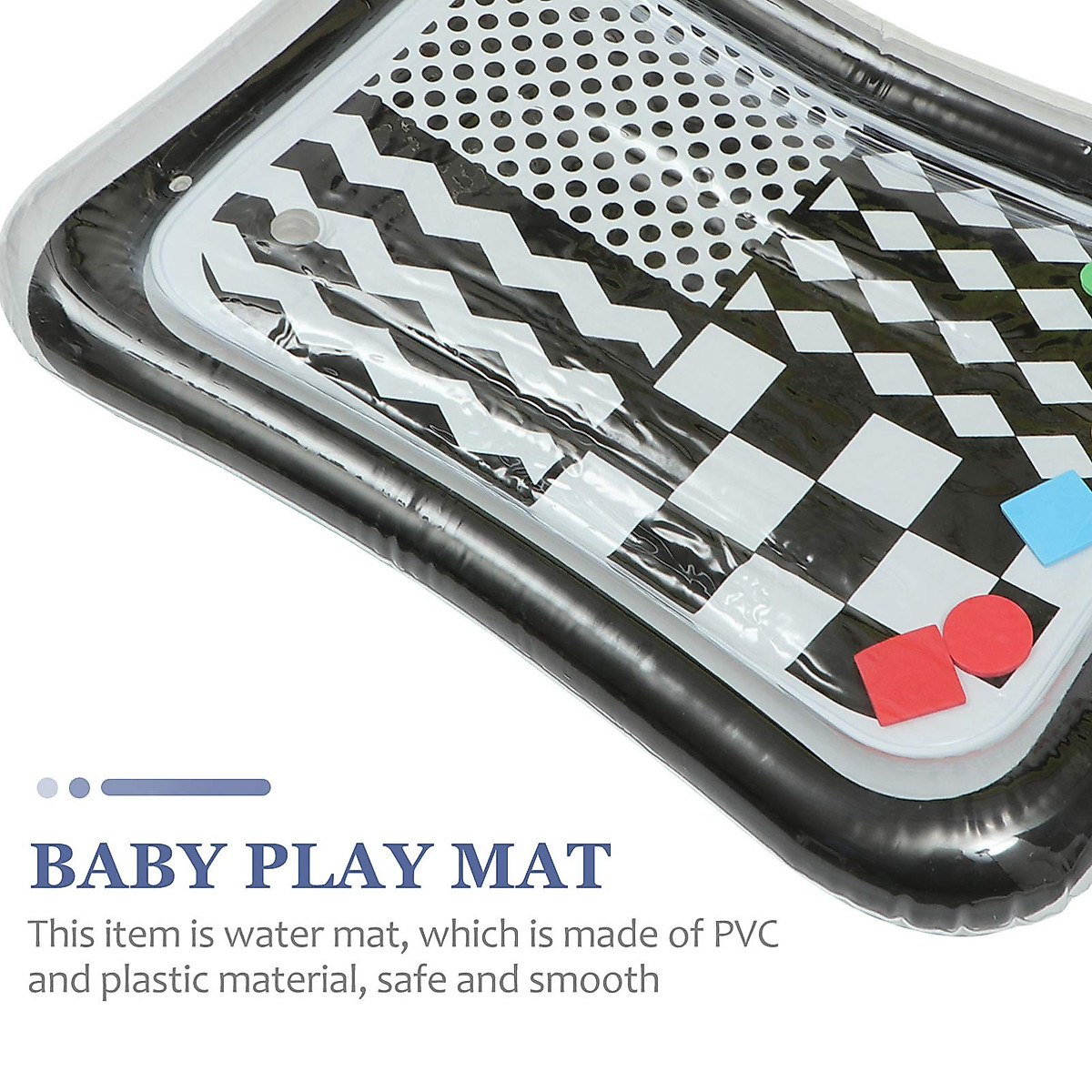 Toyvian Tummy Time Water Mat Inflatable Infant Baby Water Mat Toddler High Contrast Baby Kids Fun Plaything for 3- 12 Months Baby ( Black&White )