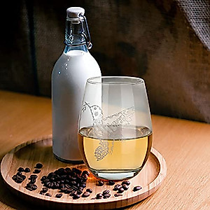 Geiserailie Hummingbird Stemless Wine Glass Hand Stemless Glass Christmas Branch Coffee Tea Cup Exquisite Presents for Women Friends Men, 15.2 oz