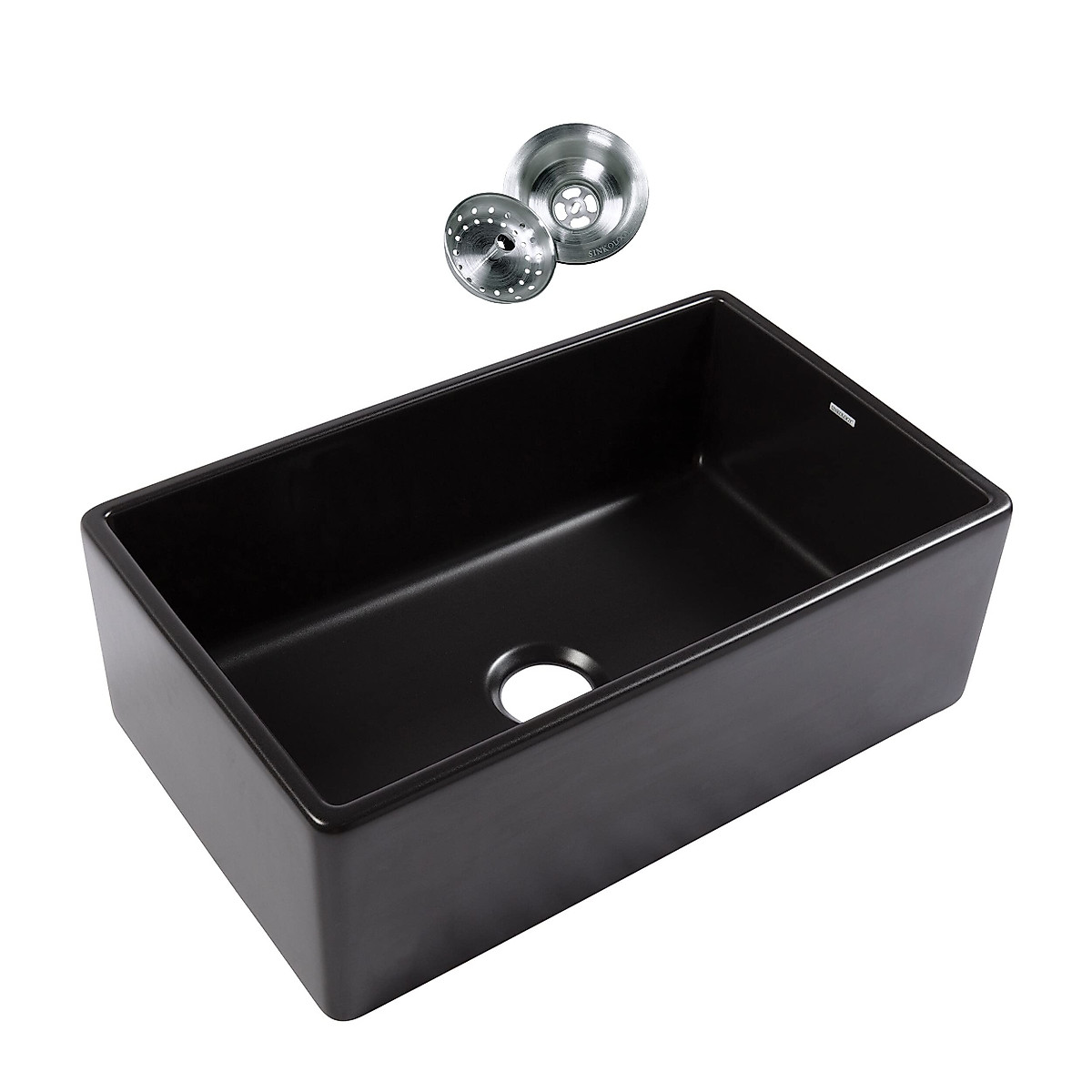 Matte Black 36" Single Bowl Farmhouse Apron Kitchen Sink and Drain Rectangle Scratch Resistant