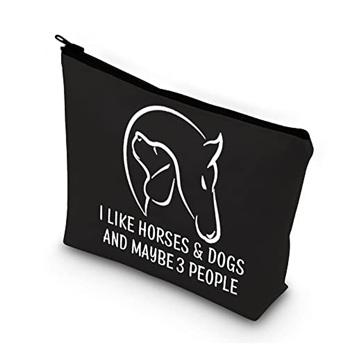 BDPWSS Dog Lover Makeup Bag Horse Riding Gift I Like Horses & Dogs And Maybe 3 People Cosmetic Bag For Horse Lover Equestrian Cowgirl Dog Mom Gift (I like horses dogs bl)