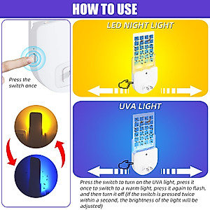 Jahy2Tech Flying Insect Trap Plug-in,2 Pack Electric Mosquito Gnat Insect Traps Killer with Warm Night Light UV Attractant Catcher &10 Sticky Trap Boards, Fruit Fly Traps Indoor for Home Bug Catcher