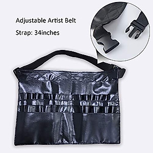 goldwheat Makeup Brush Belt Professional 26 Pockets With Artist Strap, Portable Foldable Cosmetic Pouch For Women