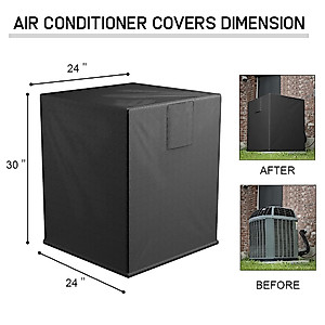 BEWAVE Air Conditioner Cover for Outside Units, Waterproof Durable Duty Outdoor Square Air Condition Covers Fits up to 24x24x30 inches