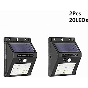 ERALP LED Outdoor Wall Light Solar Led Light Outdoor Lamp PIR Motion Sensor LED Wall Lights Sconce Waterproof Solar for Garden Street Lamp Outdoor Lighting Lamp (Size : 2Pcs 20Leds)