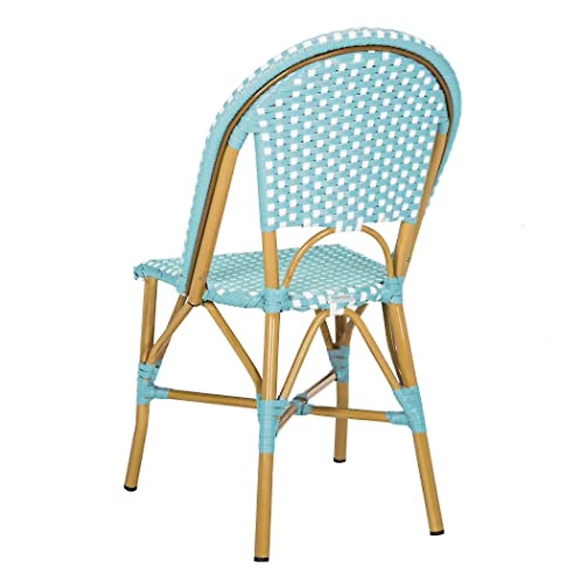 Safavieh Home Collection Hooper Indoor-Outdoor Stacking Side Chairs | Teal & White | Set of 2