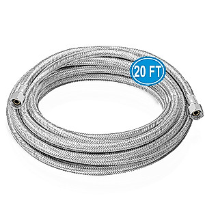 Refrigerator water line - 20 FT Premium Stainless Steel Braided Ice Maker Water Hose,Food grade PEX Inner Tube Fridge Water Line with 1/4" Fittings for Refrigerator Ice Maker