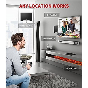 2023 Newest HD TV Antenna up 180 Miles Range-Indoor Antenna Support 4K 1080P All Older TV's & Smart TV, Digital Antenna with Amplifer Signal Booster-18 FT Premium Coaxial Cable