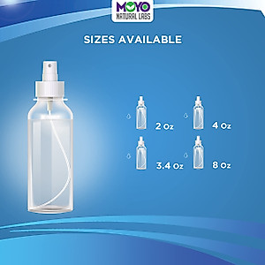 MoYo Natural Labs 4 Oz Fine Mist Spray Bottles Empty Travel Containers, Bpa Free Hdpe Plastic for Essential Oils & Liquids/Cosmetics (neck 20-410) (Pack Of 12, Translucent Hdpe White Spray)