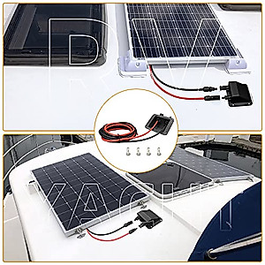 Trisinger Solar Weatherproof ABS Double Cable Entry Gland, 0.33ft 10ft 10AWG Soft Solar Extension Cable and Connector, UV Resistance Dual Cable Entry Housing on Rv, Boat, Camper (10 Ft Black)