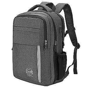 STOVER Laptop Travel Backpack, Fits 15.6 Inch Notebook with Luggage Compartment, Reflector for Safe, Backpack for Casual Use, Business Women and Men (Dark Grey)