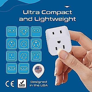 Ceptics World Travel Adapter Set - 2 in 1 USA to Europe, Asia, Africa, India, Japan, Australia, Brazil, China, Israel and more - 11 Pack - Safe Grounded - Works with Cell phones, Laptops, Chargers