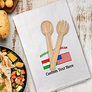 Style In Print Custom Decor Flour Kitchen Towels Hungarian American Countries Countries Flags Cleaning Supplies Dish Towels Personalized Text Here
