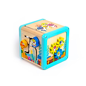 Pidoko Kids Baby Shark Toys - Wooden Activity Cube for Toddlers 1-3 | Baby Activity Cube, Bead Maze, Shape Sorter Blocks - First 1st Birthday Gift for Boys Girls - Wooden Toys for 1 Year Old Gifts