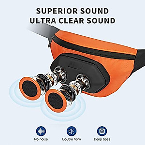 Fanny Pack with Bluetooth Speaker, Asyoren Portable Bluetooth Speakers, 10W Louder Volume, Crystal Clear Stereo Sound, Rich Bass, IPX7 Waterproof, Bluetooth 5.0, Wireless Speakers for Running, Sports