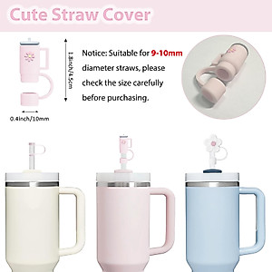 Stanley Cup Accessories Set Including 6 Pcs Silicone Spill Proof Stopper, 2 Pcs Straw Cover Cap for 9-10 mm Straws, 1 Pcs Silicone Boot for Stanley Cup Stanley 40oz & 30oz Tumbler (ROSE QUARTZ)
