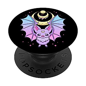 Kawaii Pastel Goth Cute Creepy Crescent Moon Bat PopSockets Swappable PopGrip