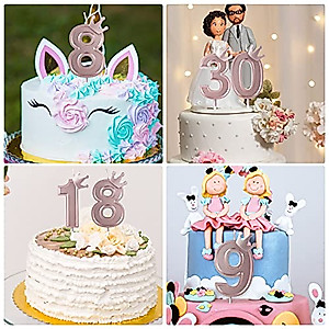 AIEX 3inch Birthday Number Candle, 3D Candle Cake Topper with Crown Cake Numeral Candles Number Candles for Birthday Anniversary Parties (Rose Gold; 1)