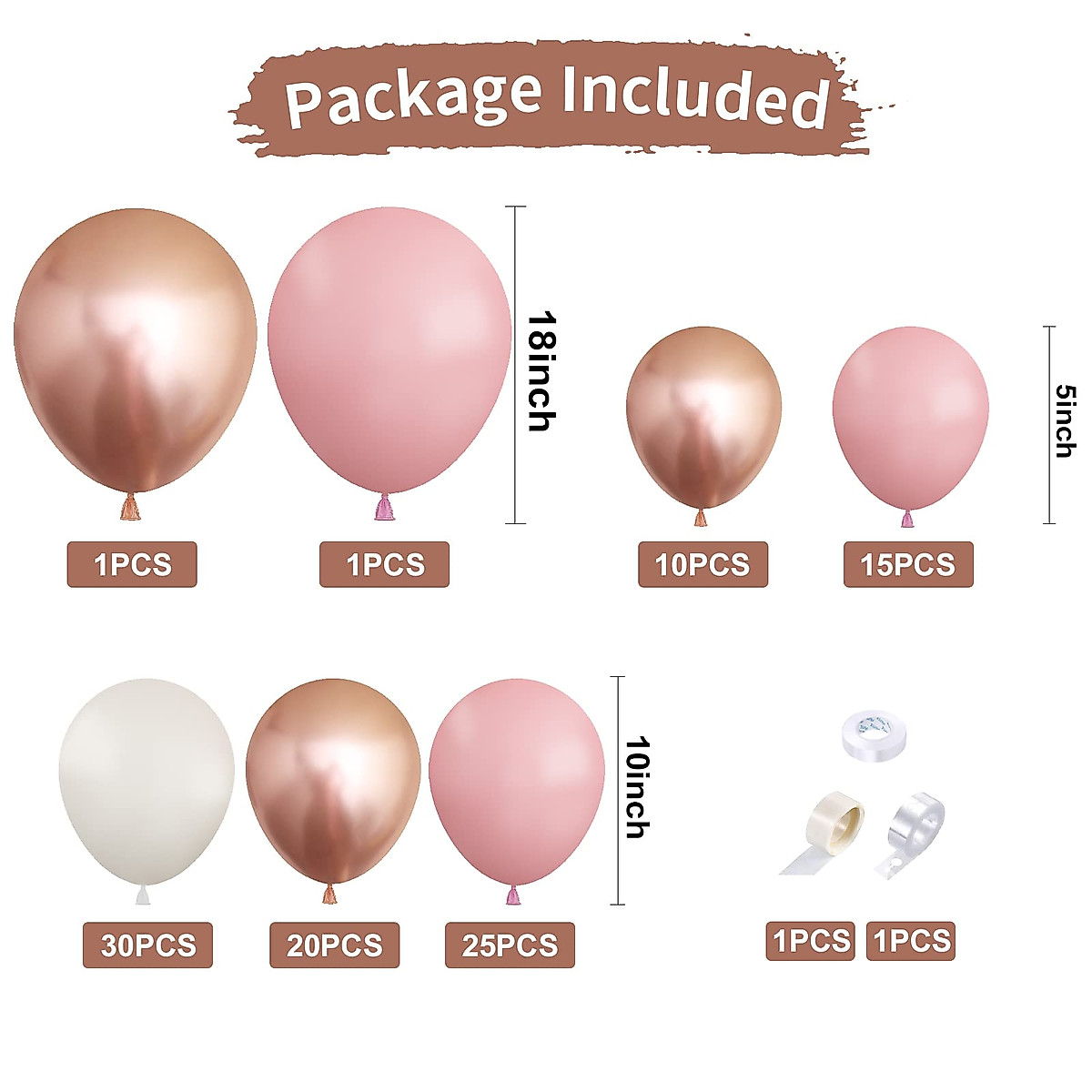 Pink Balloon Garland Arch Kit, Sakura Pink Sand White and Metallic Rose Gold Latex Balloons for Baby Shower Wedding Birthday Graduation Anniversary Bachelorette Party Decorations