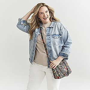 Vera Bradley Women's Cotton Mini Multi-compartment Crossbody Purse, Citrus Paisley - Recycled Cotton, One Size