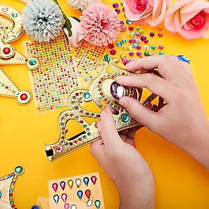 12 Pieces Foam Princess Tiaras Crown 928 Pieces Gem Stickers 12 Gem Rings Craft Making Kits Birthday Party Favors