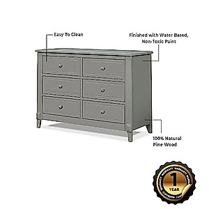 Sorelle Furniture Berkley Baby Dresser – Dresser for Nursery, Kids Bedroom Furniture, Dresser Drawers, Nightstand for Child’s Room with Drawers, Nursery Furniture for Infant-Gray
