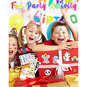 Make Your Own Stickers for Kids, 80 Sheets 20 Animals Stickers with Safaris, Sea, Zoo and Fantasy Animals Face Stickers Party Supplies Kids Crafts Party Favors for Kids 4-8