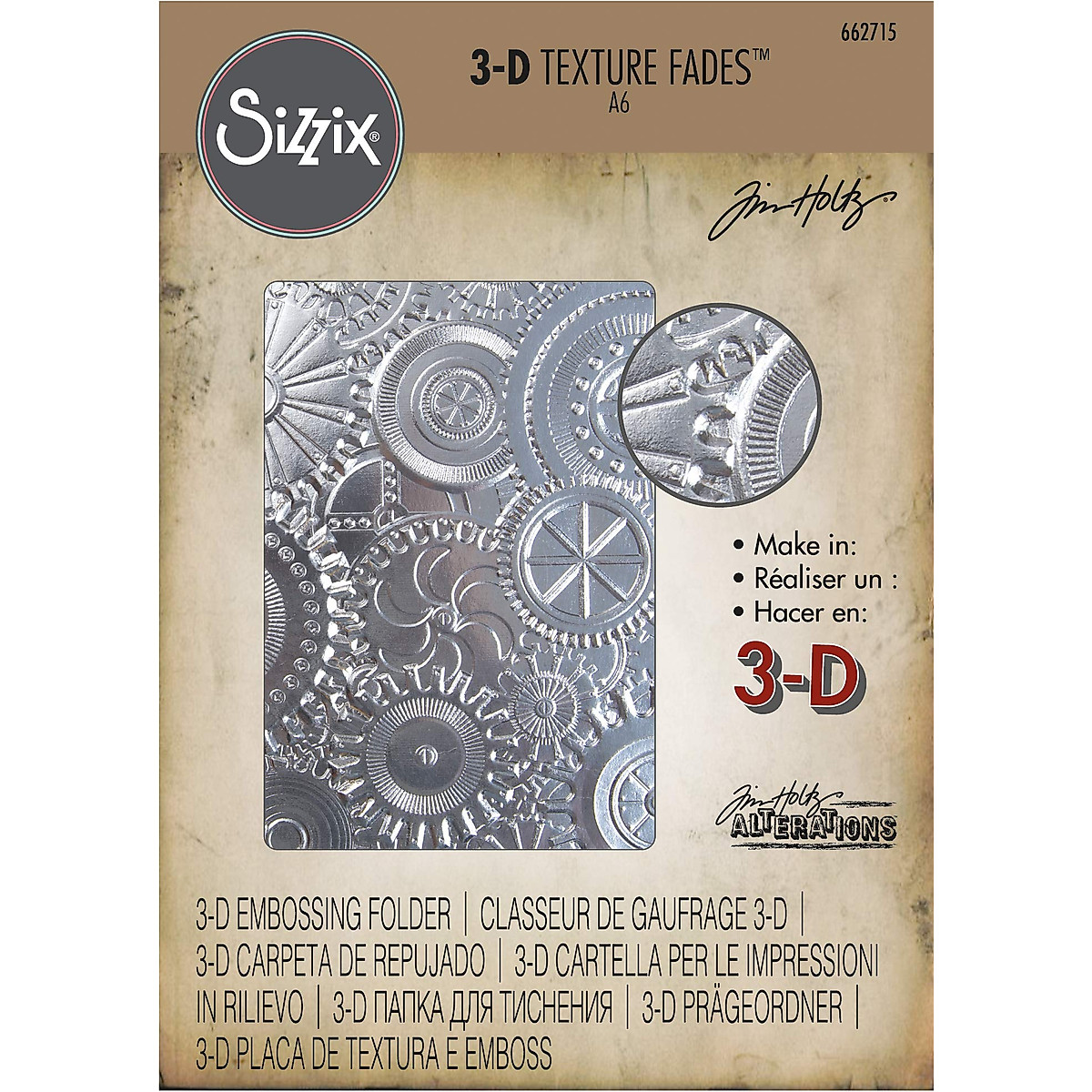 Sizzix 3-D Texture Fades Embossing Folder, Gray