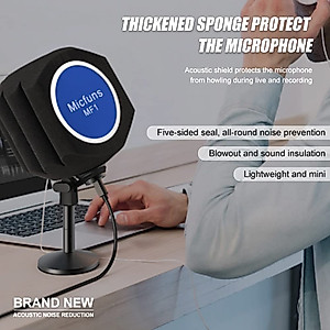 Micfuns Professional Microphone Windscreen Wind Shield Pop Filter, Acoustic Filter for 1.77 inch-2.36 inch Recording Studios Microphones, Sound-Absorbing Foam that Reduces Noise and Reflections