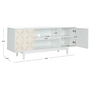 SAFAVIEH Home Collection Faye White Washed 3-Shelf Patterned Entertainment Media Stand up to 60" Flatscreen TV