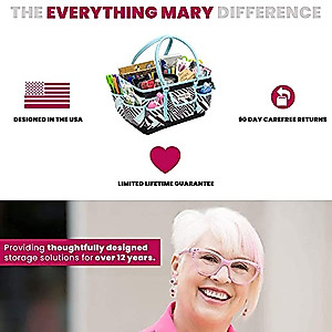 Everything Mary Teal Geometric Deluxe Store and Tote - Storage Organizer Bag for Crafts, Sewing, Paper, Art, Desk, Canvas, Supplies Storage Organization - Travel Art Box with Handle