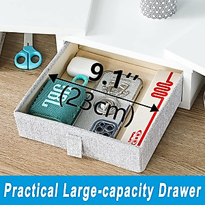 TEAMIX White Dual Monitor Stand Riser with Drawer - Length and Angle Adjustable Double Corner Desk Shelf Organizer 37 inch Long for 2 Laptop/PC/Screen/TV