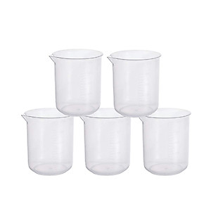 Auniwaig Plastic Beaker 500ml/17 Oz Lab Measuring Cup Graduated Beaker with Spout, Transparent Polypropylene Beaker Cups for Science Experiment Kitchen School Teaching Supplies 5PCS