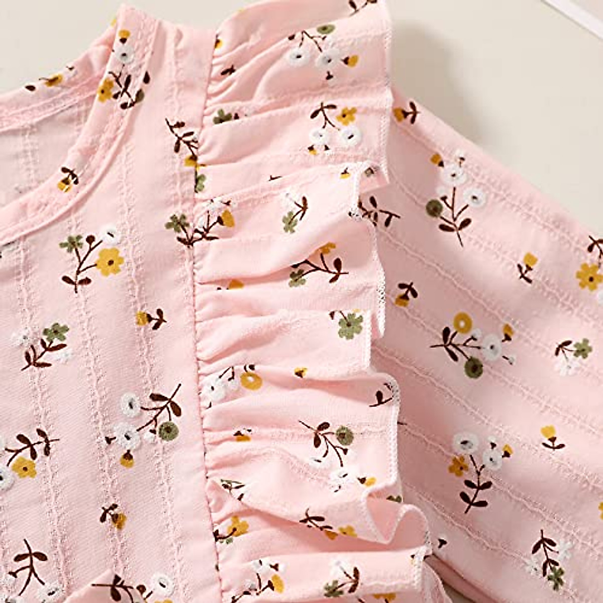 Toddler Girl Dress Fall Winter Clothing Kids Long Sleeve Ruffle Skirt Outfits Floral Dresses (Pink, 2-3T)