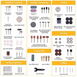 APEXFORGE M0 Rotary Tool Accessories Kit + M6 Rotary Tool Kit, Keyless Chuck & Flex Shaft, 357 + 172 Accessories, 6-Speed, 4 Attachments & Carrying Case, Ideal for Cutting/Sanding/Drilling/Sharpening