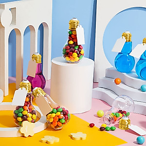 Tessco 72 Pieces 100 ml Plastic Light Bulb Jars with Labels, Light Bulb Candy Containers Clear Candy Jars Fillable Lightbulb Ornaments for Crafts 2023 Graduation Party Favors Drink