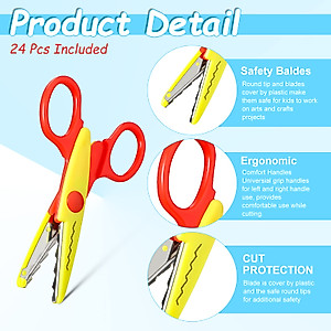 Set of 48 Kid Craft Bundle Includes 24 Hole Punch Shapes and 24 Decorative Scissors Paper Punches for Crafting Kid Safe Scissors for DIY Scrapbooking Photo Album Fun Art Projects