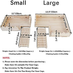 ROZKITCH Hamster Platform with Climbing Ladder, Bird Perch Cage Toy Wooden Play Gym Stand, Natural Pine Wood Tray for Chinchilla Squirrel Rabbit Guinea Pig, Birdcage Toy for Parrot Conure Parakeet