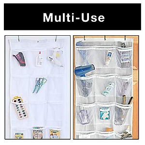Smart Design Over-The-Door Organizer w/ 42 Pockets w/Elastic Trim & Hanging Hooks - VentilAir Mesh Fabric - Shoes, Pantry, Closet Storage - Home Organization (21 x 73 Inch) [White]