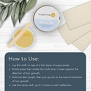 sugaringLA Muslin Cotton Sugaring Strips - Pre-cut Cloth Strips for Hair Removal - Body and Facial Hair Remover - Reusable (100 Pieces)