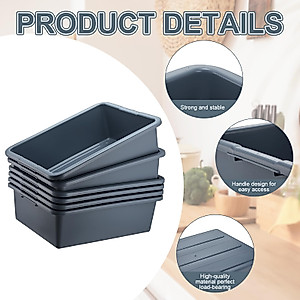 Ziliny 6 Pcs Commercial Bus Tubs Gray Plastic Heavy Duty Bus Box Restaurant Large Bus Tubs Wash Basin Dish Tubs with Handles for Kitchen Restaurant Home Daily Use Hotel Organization Storage