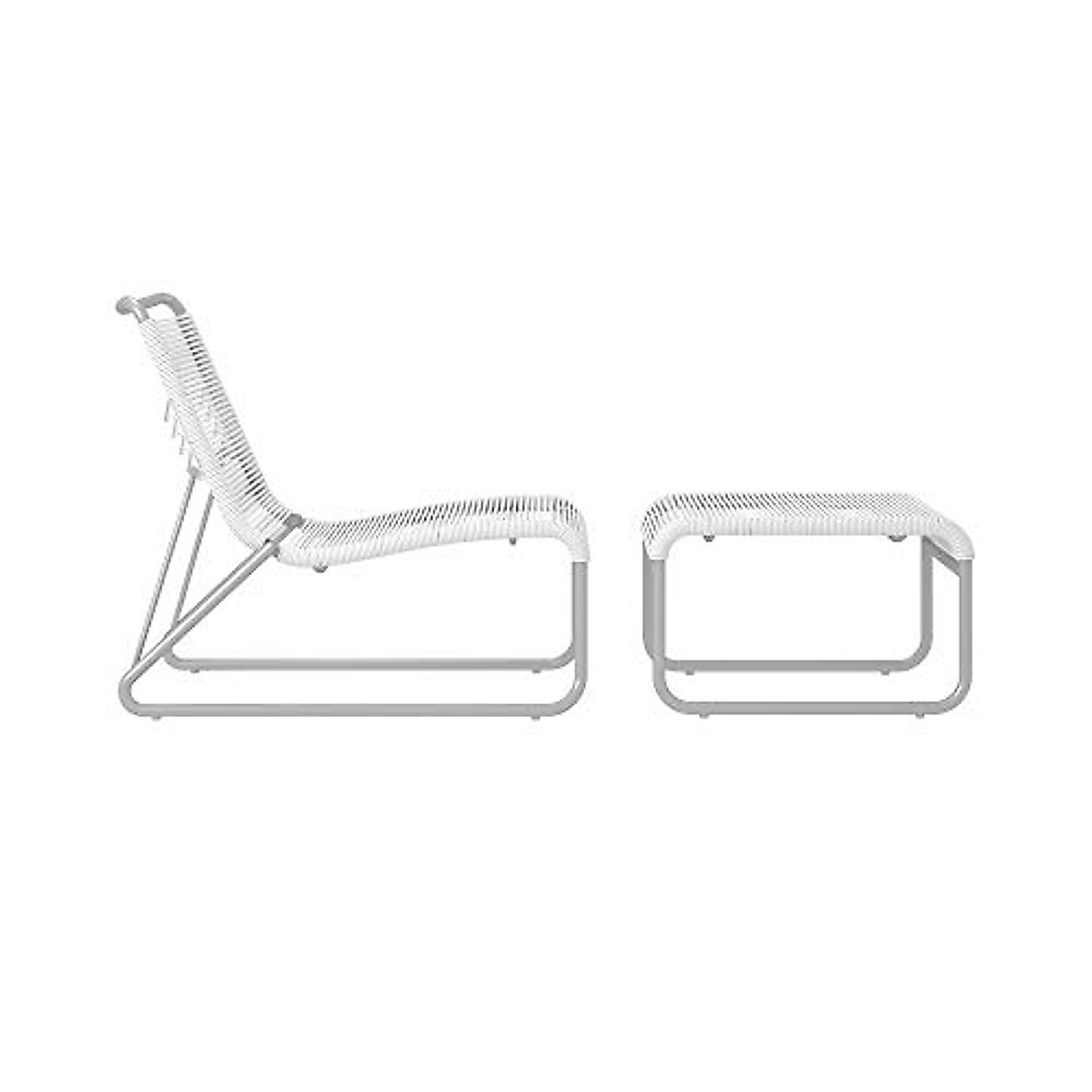 CosmoLiving by Cosmopolitan 88859WHG1E, Lita 2 Piece Patio Lounge and Ottoman Set, White