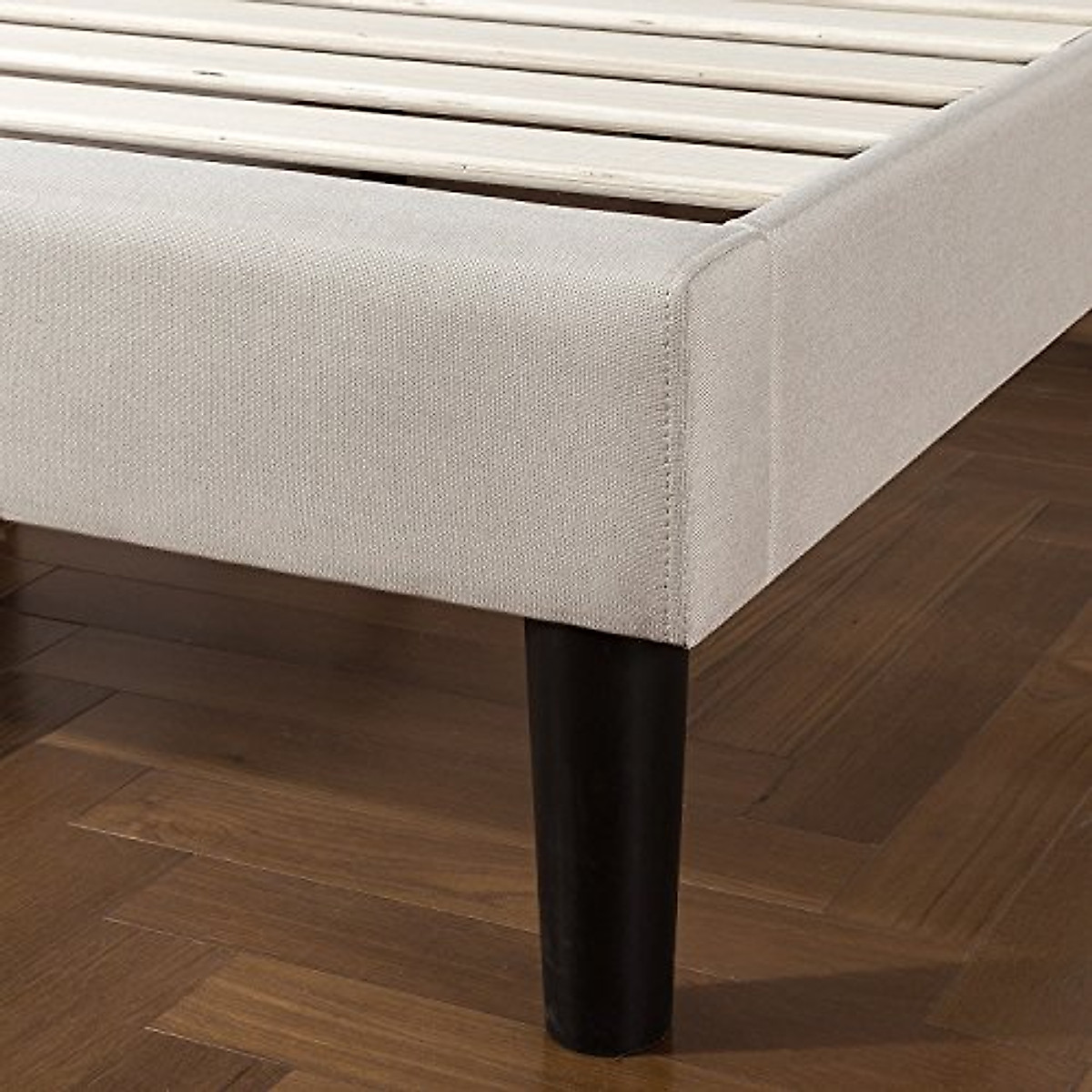ZINUS Desmond Upholstered Platform Bed Frame with Wingback Headboard, Mattress Foundation, Wood Slat Support, No Box Spring Needed, Easy Assembly, Full