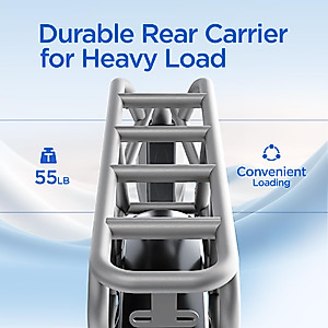 Totem Electric Bike Commuter Cargo-750W Motor Adult Electric Bicycles, 20"×3.0" Fat Tire Cargo Ebike with 48V 15Ah Removable Lithium Battery,Mechanical Locking Suspension Fork-Silver