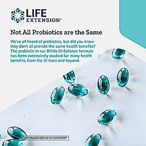 Life Extension Bifido GI Balance - Probiotics Bifidobacterium Longum BB536 (2 Billion CFU) Supplement – Support Healthy Gut & Digestive Health – Gluten-Free, Vegetarian – 60 Capsules